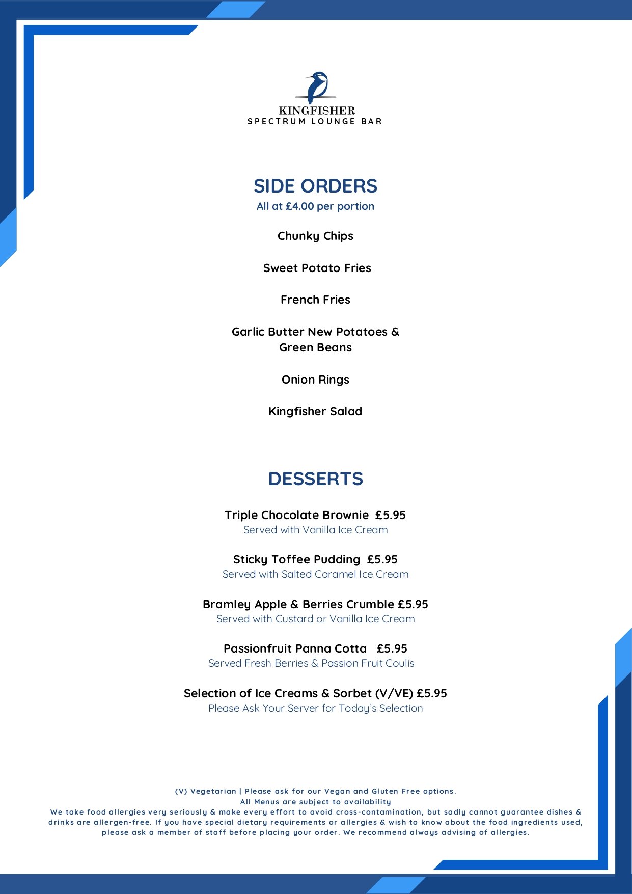 Dinner Menu - Forest Hill Golf Club Leicestershire, a Golf Club for all ...